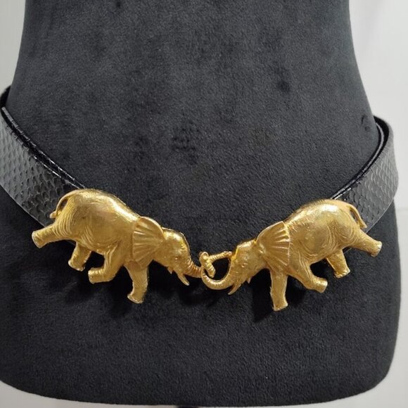 No Brand | Accessories | Vintage Elephant Trunk Latch Black Belt Gold ...